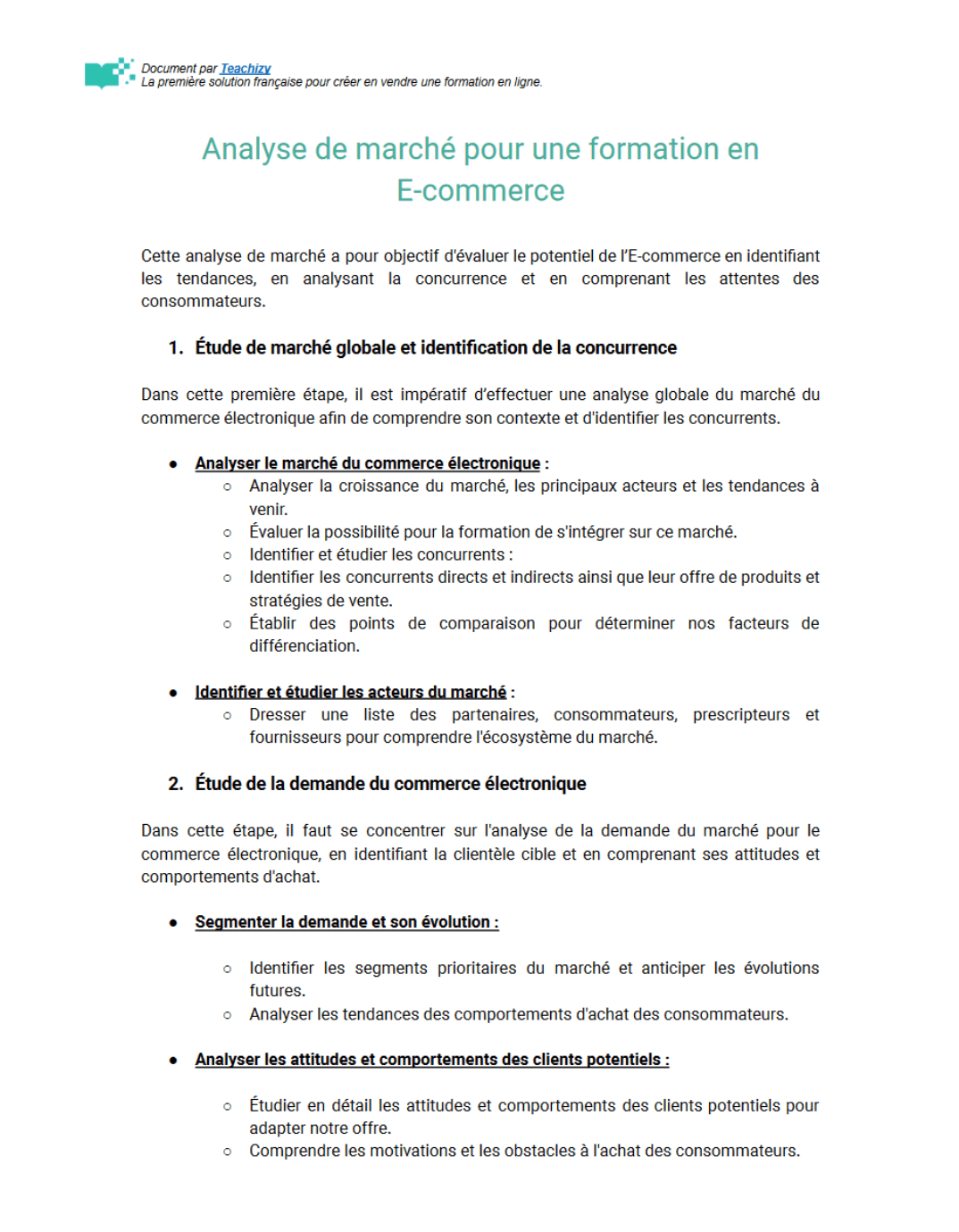 Comment faire un analyse de marché + exemple à télécharger